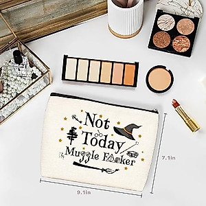 Wenboco Funny Librarian Gifts Not Today Makeup Bag for Women Her Best Friend Book Lover Gifts for Women Birthday Gifts for Her Girl Sister Friendship Gifts for Women Bestie Wizard Staff