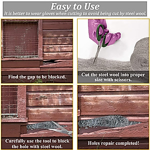 2Pack Steel Wool Pads for Mice Control, Fill Fabric DIY Kit, Coarse Wire Mesh Roll Hole Filler for Mouse, Hardware Cloth Gap Blocker for Holes/Wall Cracks/Pipeline/Siding/Vents in Garden House (13FT)