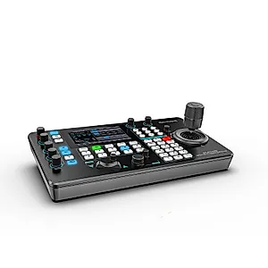 AVKANS Pro PTZ Camera Joystick Controller with 5-inch Touch Preview LCD, IP NDI Camera Controller Keyboard with 4D Joystick for Worship Church Live Streaming Video Production, PoE Enable
