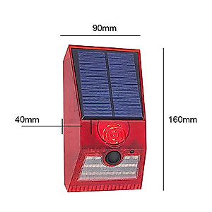 Aolyty Solar Warning Lights with 100DB Alarm Sound, 6 Modes Solar Motion Sensor Wall Light Waterproof Security Flashing Lamp for Home Garden Warehouse Pasture Farm Barn Factory Orchard (Red)