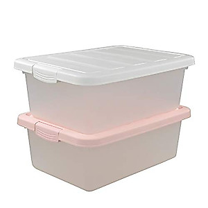 Yubine Plastic Bin with Lid, 14 Quart Latching Tote, 2 Packs