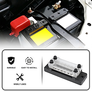X AUTOHAUX Dual 6 Way Terminal Bus Bar Ground Power Distribution Terminal Block Battery Bus Bar 150A Bus Bar Block with Cover for Auto Marine Car