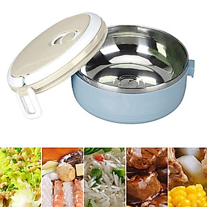 USYFAKGH Thermal Food Box Thermal Lunch Box Stackable Hot Food Insulated Box Stainless Steel Round Lunchbox Sealed Food Containers Vintage Lunch Pale (Green, One Size)