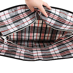 CLARA Large Checkered Storage Bag Oversized Waterproof Moving Totes Carrying Bag Luggage Bag Reusable Laundry Bag(Black, 20×20’’)