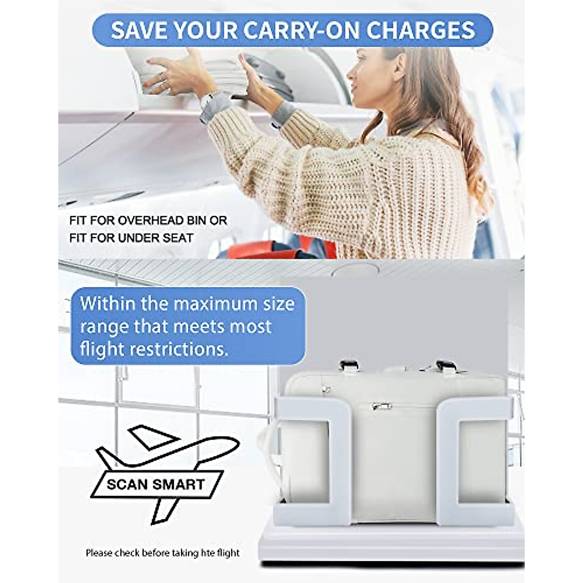 Large Travel Backpack for Women,Carry On Backpack,Expandable Airline Airplane Approved Weekender Backpack,Hiking Backpack,Laptop Backpack with USB Charging Port,Waterproof 40L Backpack Bag, White