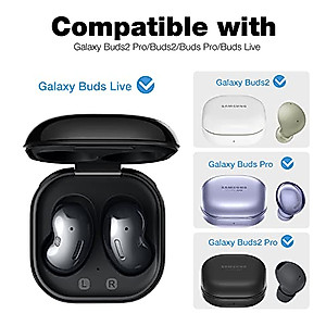 SURITCH Case for Samsung Galaxy Buds FE(2023)/Buds 2 Pro(2022)/Buds 2(2021)/Buds Pro(2021)Buds Live(2020), Shockproof Sturdy Protective Earbuds Cover for Charging Case with Heavy-Duty Carabiner, Black