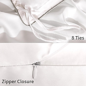 NEXHOME PRO 100% Organic Bamboo Duvet Cover Set King - Lightweight Summer Cooling Comforter Cover for Hot Sleepers 104"x90" 3pcs Breathable White Bedding with Corner Ties,Zipper Closure, No Insert