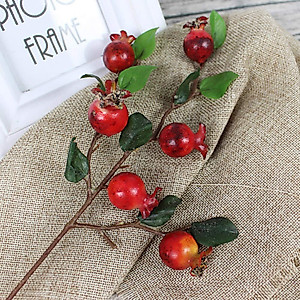 Group of 5 Artificial Rosehip Berries Simulation Pomegranate Fruit Floral Accessories (Red)