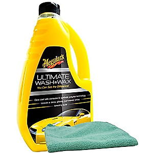 Meguiars Ultimate Wash & Wax (48 oz) Bundle with Microfiber Cloth (2 Items)