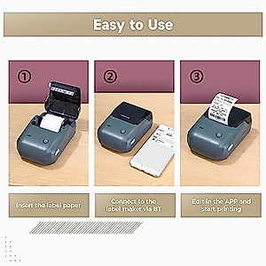 IKITEE B1 Label Maker, 2in Portable Thermal Label Printer with 1 Roll of 2×1.2in Label, Wireless BT Label Maker, Small Business Sticker Maker for Clothing, Address, Mailing (Blue)