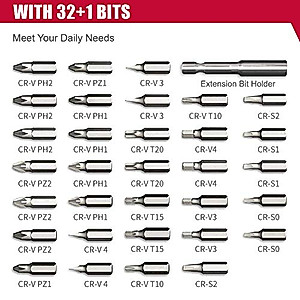 Eastvolt 4V Cordless Mini Electric Screwdriver, 1500mAh USB Rechargable Battery, 32 Pieces 1/4 in HEX Screwdriver Bits, 1 Piece Extension Holder and Storage Toolbox