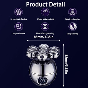 Head Shavers for Bald Men, 5 In 1 Shaver Electric Shaver Men Grooming Kit Wet Dry Beard Hair Trimmer Electric Razor Rechargeable Bald Head Shaving Machine LCD Display