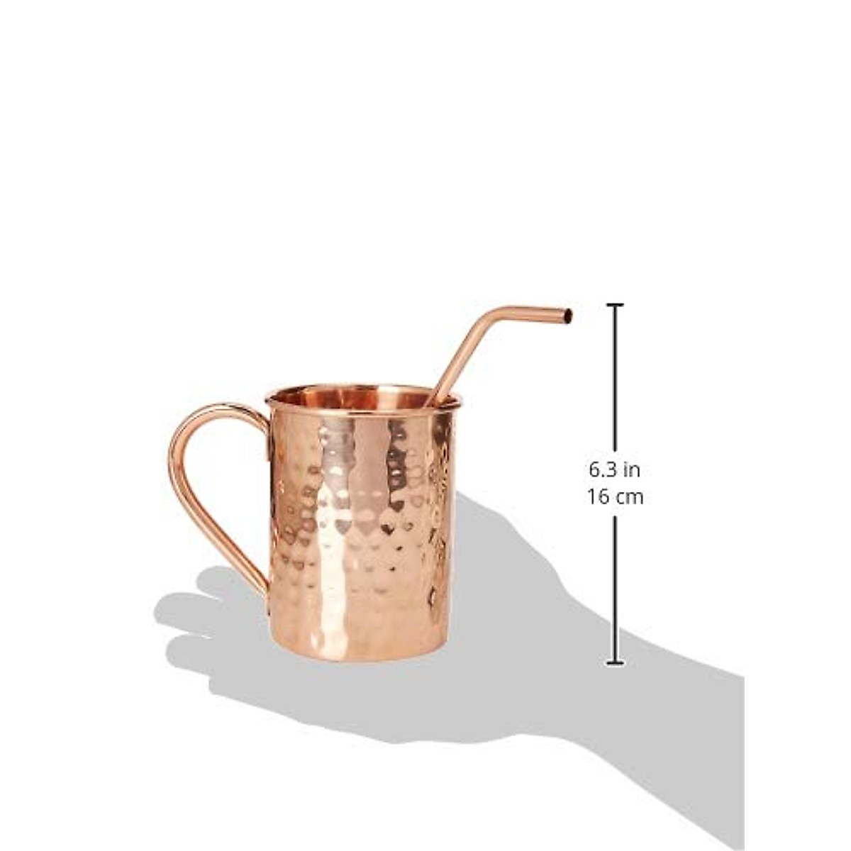 Gift Set Pure Copper Hammered Mugs with Copper Straws & Wooden Coasters Set of 4 - PREMIUM QUALITY -16 Oz Copper Mug - 100% Handcrafted - A Gift Pack for your loved Ones.