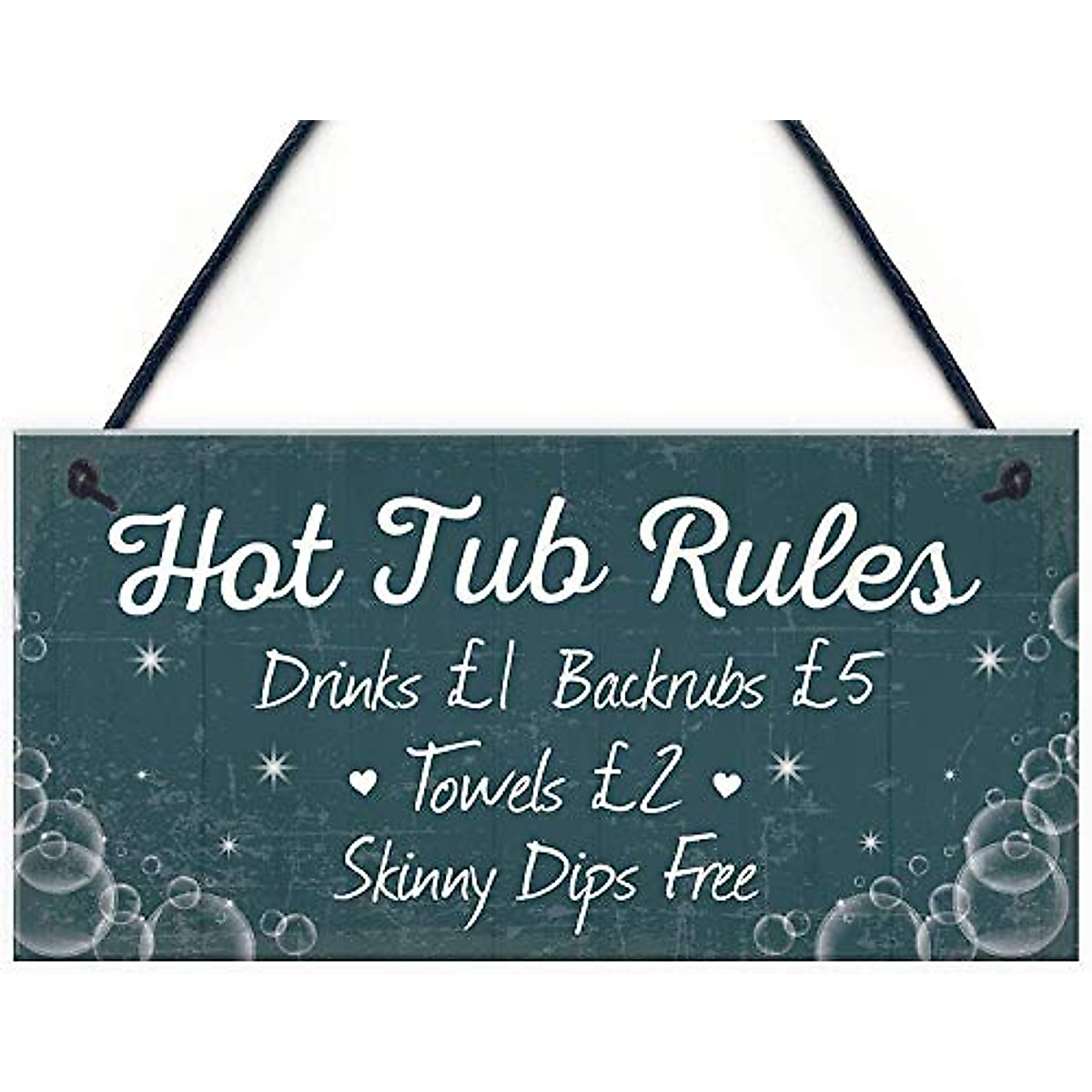 Meijiafei Funny Hot Tub Rules Novelty Hanging Garden Shed Plaque Pool Funny Gift Sign 10" X 5"