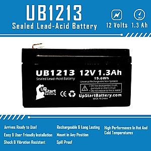 Replacement for Mercedes-Benz N000000004039 Battery - Replacement UB1213 Universal Sealed Lead Acid Battery (12V, 1.3Ah, 1300mAh, F1 Terminal, AGM, SLA) - Includes TWO F1 to F2 Terminal Adapters
