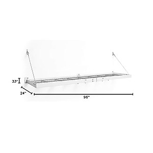 NewAge Products Pro Series White 2 ft. x 8 ft. Wall Mounted Steel Shelf, Garage Overheads, 40407