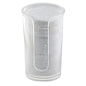 mDesign Small Plastic Cosmetic Pad Dispenser - Compact Storage Holder for Astringent Wipes on Bathroom Vanity Countertops, Cotton Rounds Included - Lumiere Collection - Clear