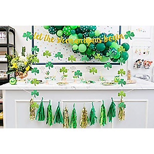 Weimaro Let The Shenanigans Begin Banner, Glittery St. Patrick’s Day Decorations, Indoor Home St Patricks Day Sign, St Patty’s Day Deocrations, Welcome Irish Party Decorations Supplies