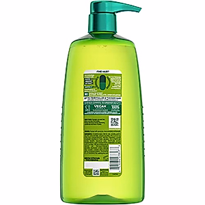Garnier Fructis Grow Strong Thickening Shampoo for Thin, Fine Hair, Paraben-Free, Silicone-Free and Vegan Hair Care, 33.8 Fl Oz