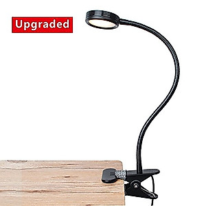 EYOCEAN Clip on Light Reading Lights, Desk Lamps, Eye Protection Kids Desk Lamp with Strong Clamp, Flexible Night Light 3 Modes 9 Dimming Levels(Included AC Adapter) Black
