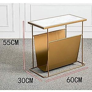 Articles for daily use Square Marble Coffee Table Side Table, Bedside Table with Storage Box, Metal Frame Marble Table Top, Industrial Style Small Coffee Table in Living Room and Bedroom