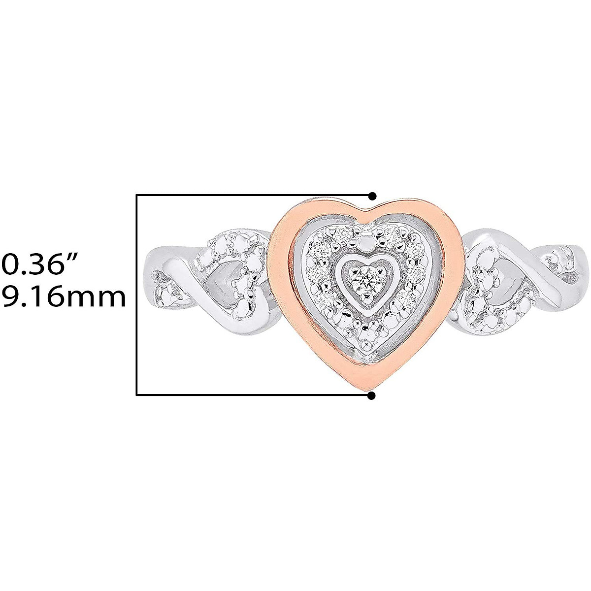 14K Rose Gold Plated .925 Sterling Silver Diamond Accented Three Heart Infinity Promise Ring (I-J Color, I2-I3 Clarity) - Size 5