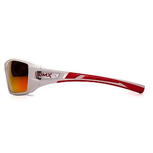 Pyramex Velar Safety Glasses, White-Red Frame/Sky Red Mirror Lens