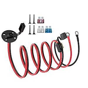 ELFCULB 12AWG SAE Power Socket Sidewall Port to O Ring,SAE Connector Extension Cable with 10A 15A 20A 25A Fuse,Compatible for Solar Generator Battery Charger (5FT)