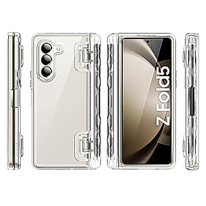 i-Blason for Samsung Galaxy Z Fold 5 Case with Pen Holder, Clear Full-Body Protective Z Fold 5 Case with Built-in Screen Protector & Hinge Protection (Clear)