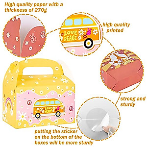 umoni Groovy Hippie Party Favor Treat Box 12pcs Two Groovy Retro Goody Gift Boxes for 2 Year Old Girl Retro Hippie Boho Theme Party Supplies