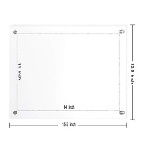 Magicool 11x14 Clear Acrylic Wall Mount Floating Double Panels Frameless Picture Frame for Picture Photo Degree Certificate Home or Office(Full Frame is 12.5 x 15.5 inch)