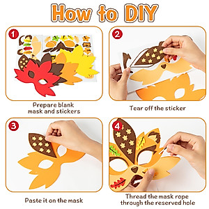 Dvbonike 16Pcs Fall Maple Leaf Mask Craft Kits for Kids Make Your Own Foam Woodland Animal 3D Masks DIY Autumn Stickers Mask Fall Harvest Thanksgiving Party Favor Art Project Family Classroom Activity