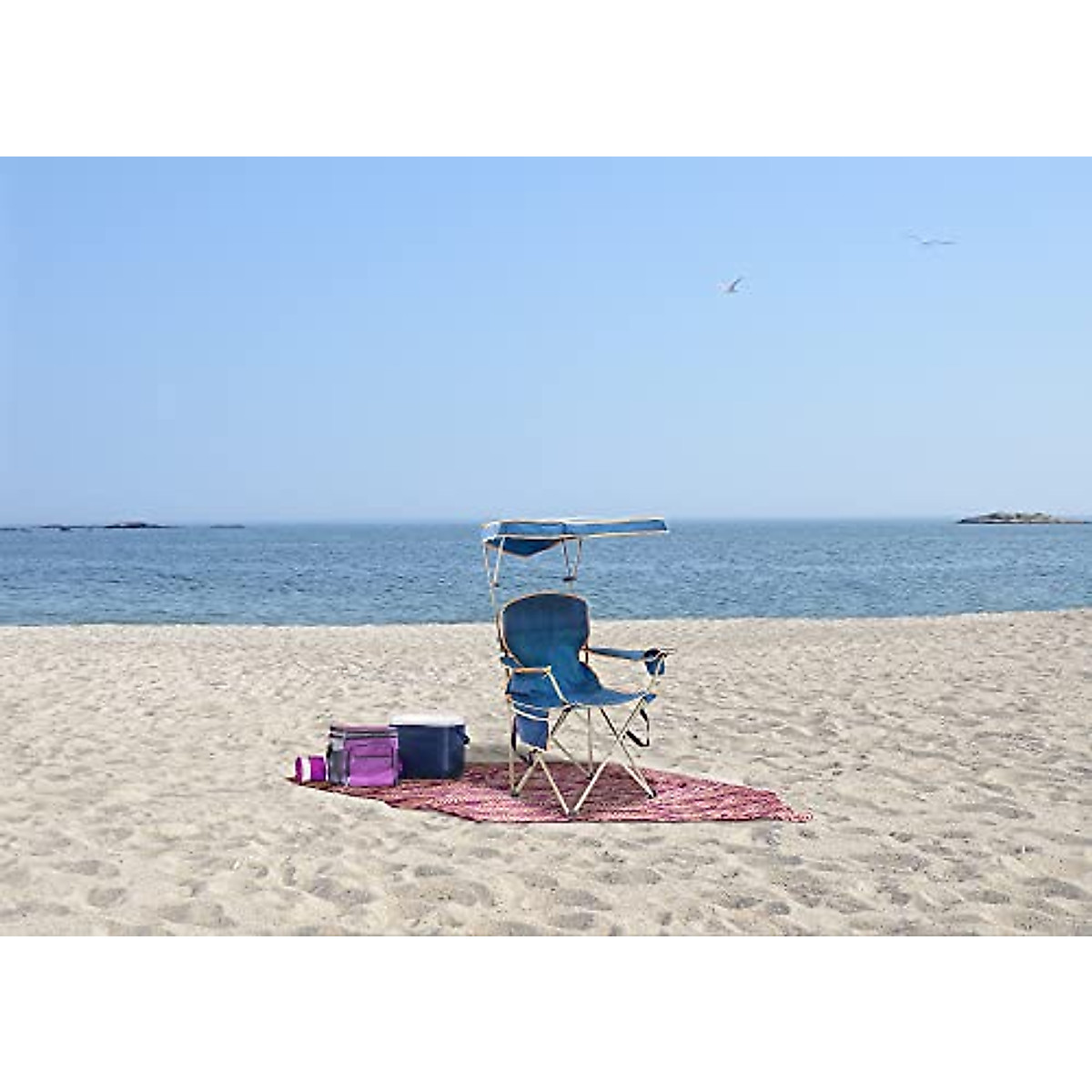 Quik Shade MAX Shade Relaxing Chair With Cup Holders, Foldable, Aluminum, Blue