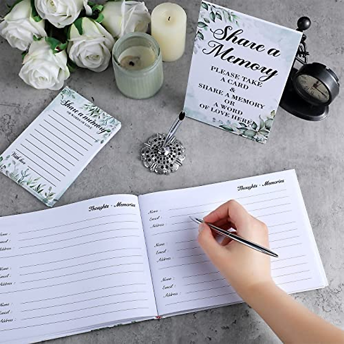 Spakon Funeral Guest Book for Memorial Service Celebration of Life Guest Book 100 Pieces Double Sided Prayer Funeral Cards