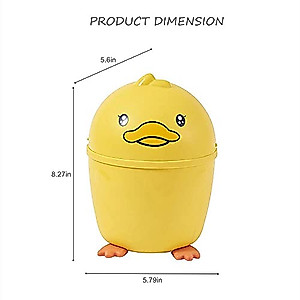 ESD HSDMYSH Countertop Trash Can Cute Yellow Duck Desktop Trash Can TabletopTrash Can Mini Garbage cans for Bedroom Living Room Bathroom Small Wastebasket with Lid