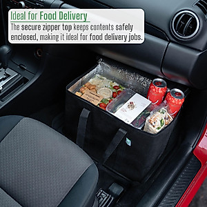 VENO 2 Pack Insulated Reusable Grocery Bag, Food Delivery Bag, Durable, Heavy Duty, Large Size, Stands Upright, Collapsible, Sturdy Zipper, Reusable and Sustainable (BLACK, 2)