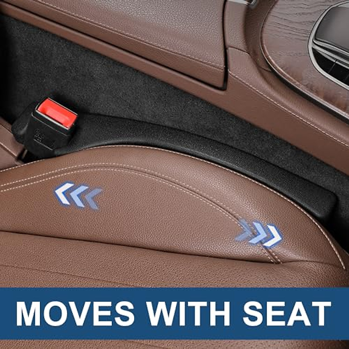 CHORHA 2 Pack Car Seat Gap Filler PU Leather Universal Fit Orgaziner for Car SUV Truck to Fill The Gap Between Seat and Console Stop Cellphone Wallet Keys Coins from Dropping Black (Black)