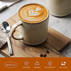 MONITO Coffee Mugs Set of 4, 16Oz Mugs Set, Ceramic Coffee Cups with Large Handles, Suitable for Lattes, Hot tea, Cappuccinos, Mochas, and Cocoa - Bonbon Beige