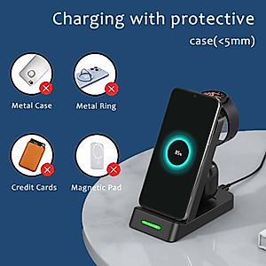 3 in 1 Charging Station for Samsung, Fast Wireless Charger Station Compatible with Samsung Galaxy S22 Ultra/Z Flip/Z Fold/S21/S20/S10, Wireless Charger Stand for Galaxy Watch 4/3/Active2, Buds+/Live