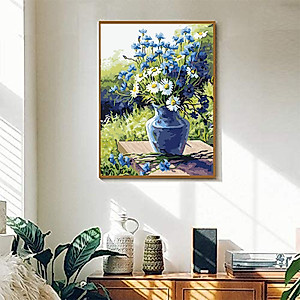 DIY Paint by Numbers for Adults Beginner, Adult Paint by Number Kits on Canvas Number Painting for Adults Flower Acrylic Painting Kit, Easy Paint by Numbers for Kids Ages 8-12 Hobbies for Women