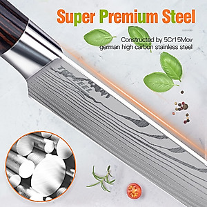 Professional Kitchen Chef Knife Set 7 PCS, 3.5-8 Inch Set Kitchen Knives with Sheath High Carbon Stainless Steel Ultra Sharp Japanese Knives Set for Kitchen with Ergonomic Wood Handle and Gift Box