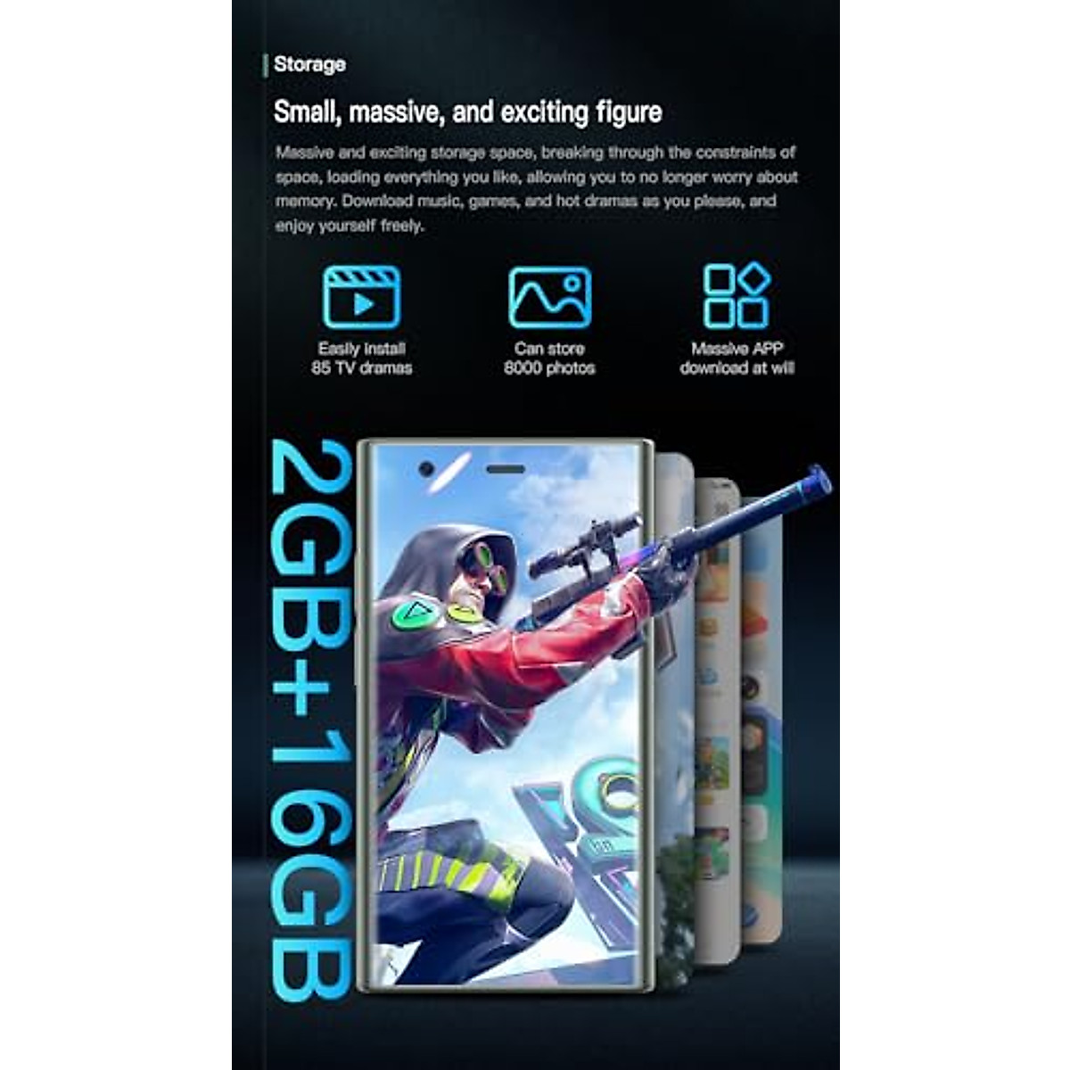 Small Size Cellphone SOYES S23 Pro 3G Mini Smartphone 2GB RAM 16GB ROM Android 8.1 Touch Screen Creative Gift for Kid 3.0Inch Small Mobile Phone (Green)