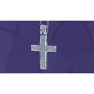 Dazzlingrock Collection 0.35 Carat (ctw) Round White Diamond Filigree Grooved Cross Pendant with 18 inch Silver Chain for Women in 925 Sterling Silver
