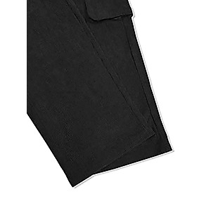 Floerns Men's Casual Corduroy Pants Drawstring Waist Straight Leg Cargo Pants Black M