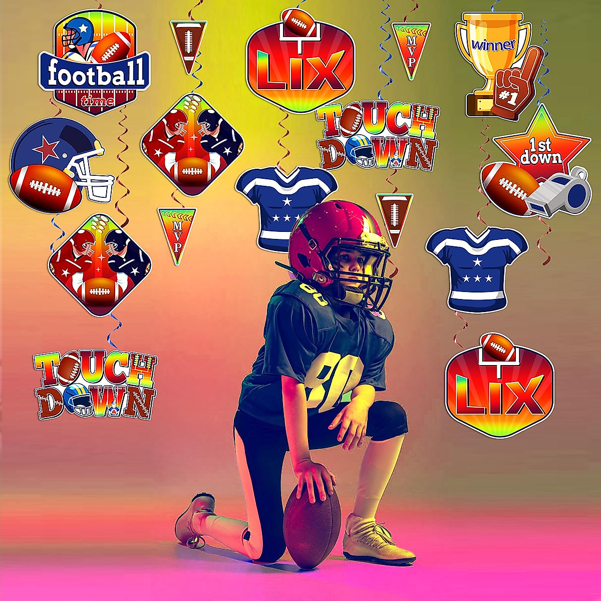 Super Football Party Decorations 2023,40 Pcs Super Football LVII Party Supplies, NO-DIY Football Hanging Swirl, Superfootball Decorations for Party, American Football Swirls for Football Game Day