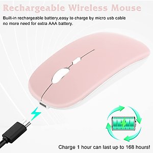 UrbanX Bluetooth Rechargeable Mouse for Dell Latitude 7400 Laptop Bluetooth Wireless Mouse Designed for Laptop/PC/Mac/iPad pro/Computer/Tablet/Android Flamingo Pink