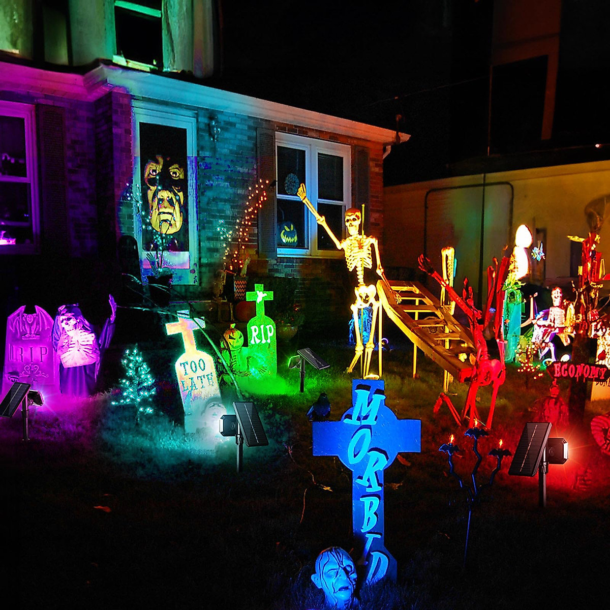 JSOT Solar Lights Outdoor, Spot Lights, Solar Powered Spotlight Waterproof Green Lights Solar Spotlights for Garden Yard Pathway Landscape Lighting