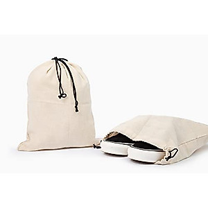 Muslin Storage Bags - 100% Organic Cotton Storage Bags with Drawstring - Perfect Toy Storage Bags - Shoe Storage Bags During Travel - Cloth Storage Bags for Handbags, Purses, & Sneakers - Dust-proof and Lint-free (3 Small: 15"x12")