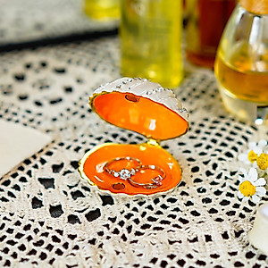 YU FENG Jeweled Seashell Figurine Trinket Boxes Hinged Collectible Painted Enameled Small Ocean Animal Jewelry Box(Ocean Blue)