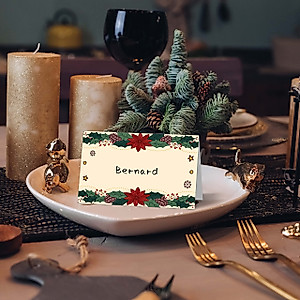 Christmas Table Place Cards, Xmas Seating Place Cards for Tables, Holiday Party Tent Cards, Food Tent Labels for Christmas Party, Scored for Easy Folding, 25 Pack(03)